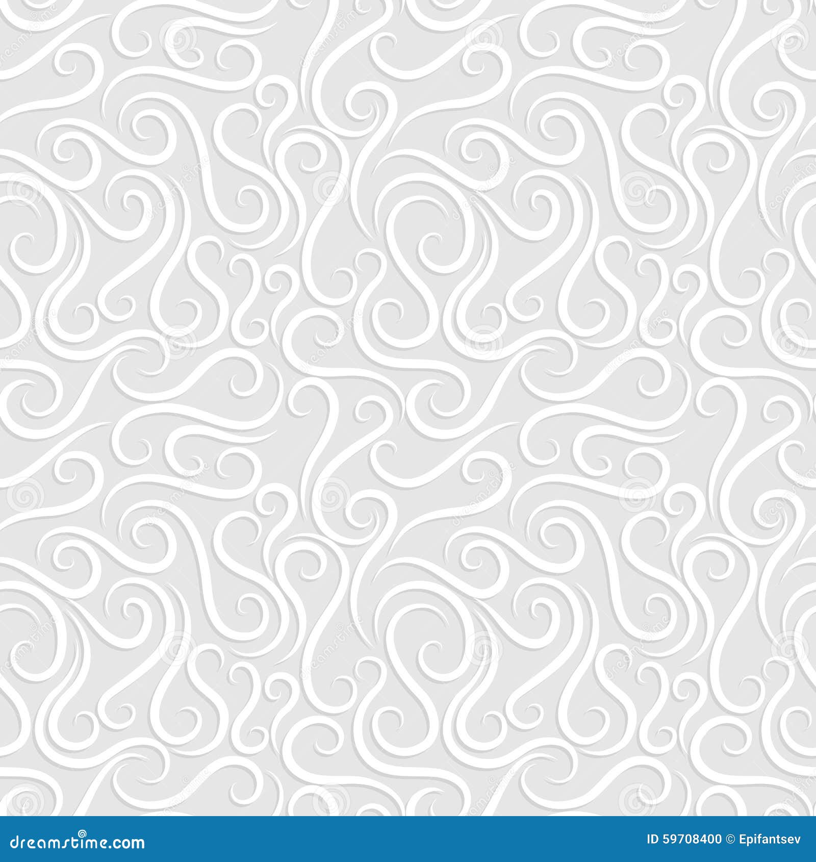 White Vector Swirl Seamless Pattern. Stock Vector - Illustration of ...