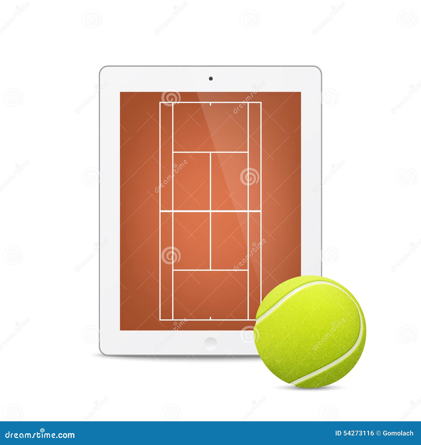 White Vector Tablet with Tennis Ball and Field on Stock Vector ...