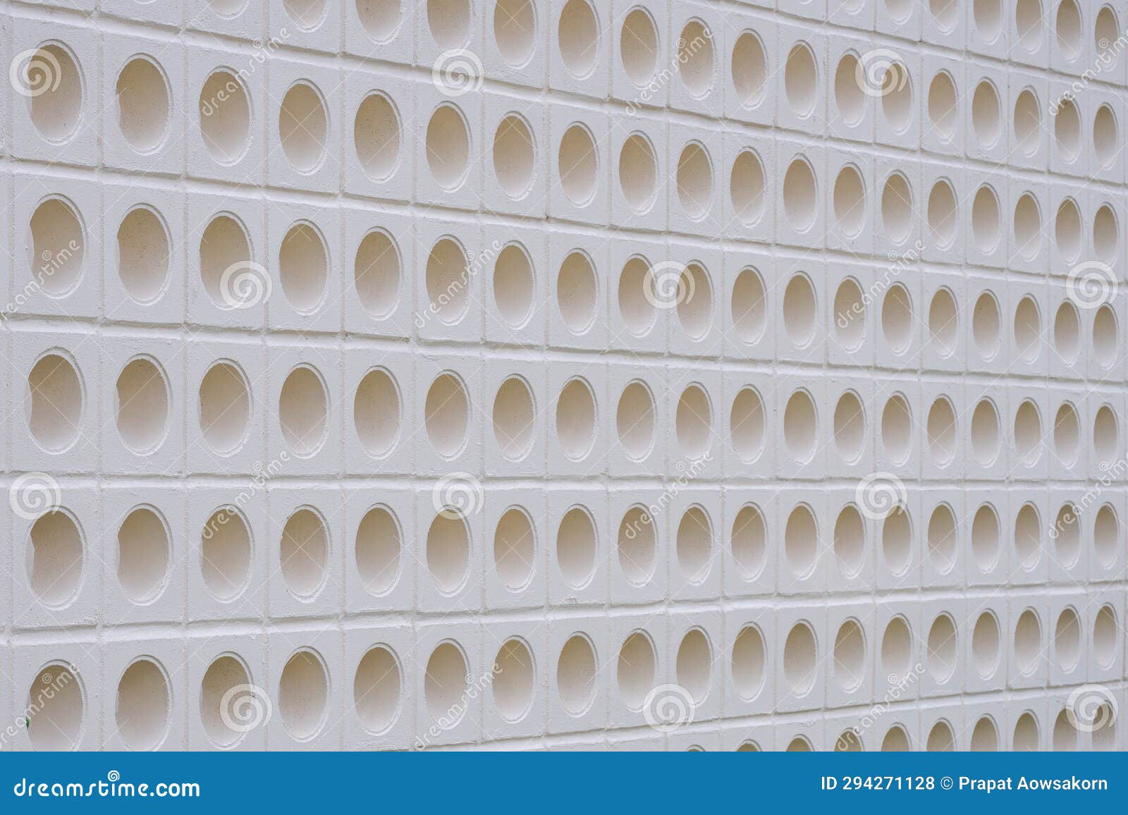 White Ventilation Block Wall Background with Circle Pattern in Modern ...