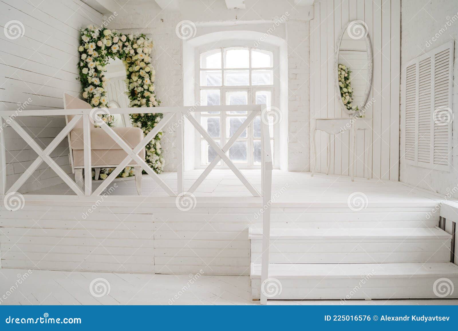 White Veranda with Table and Sofa Stock Photo - Image of pillow ...