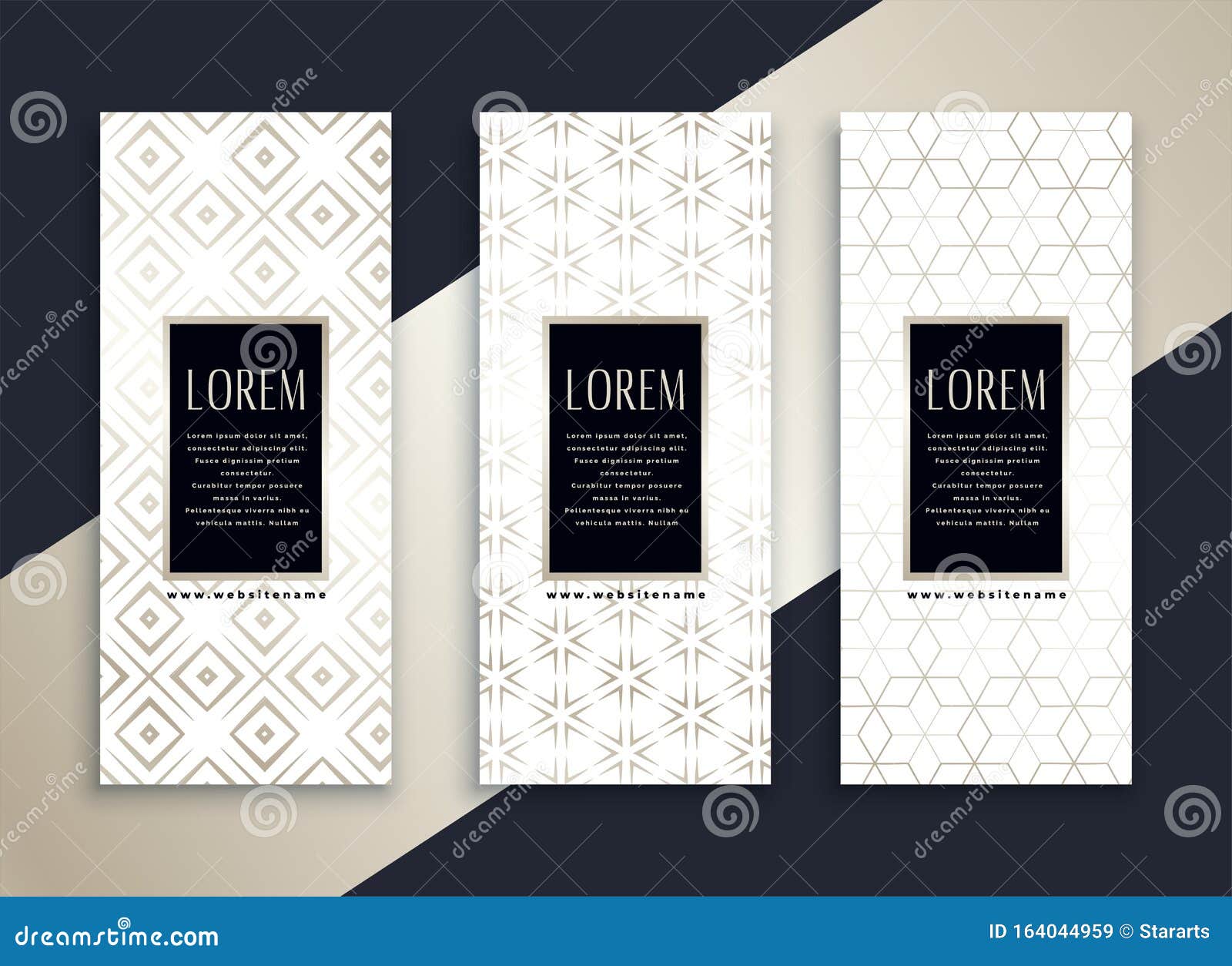 White Vertical Clean Banners Set with Minimal Pattern Stock Vector ...
