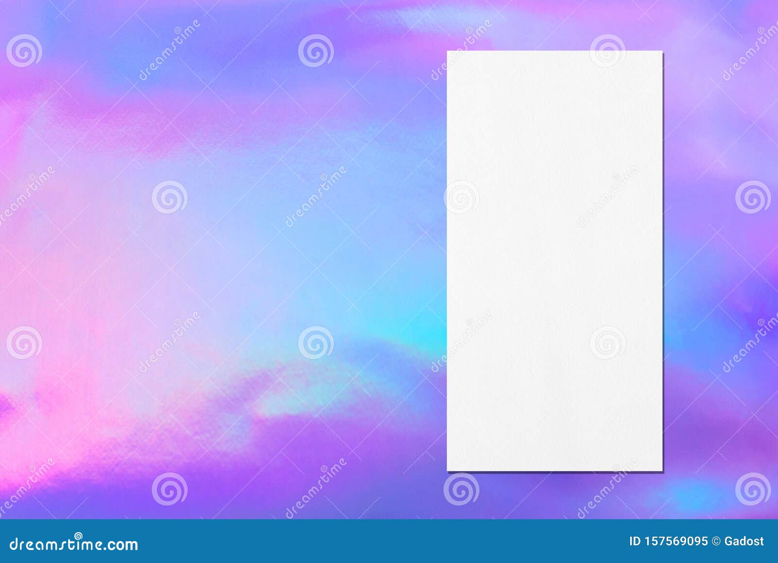 White Vertical Rectangle Price-list or Menu Mockup on Holographic ...