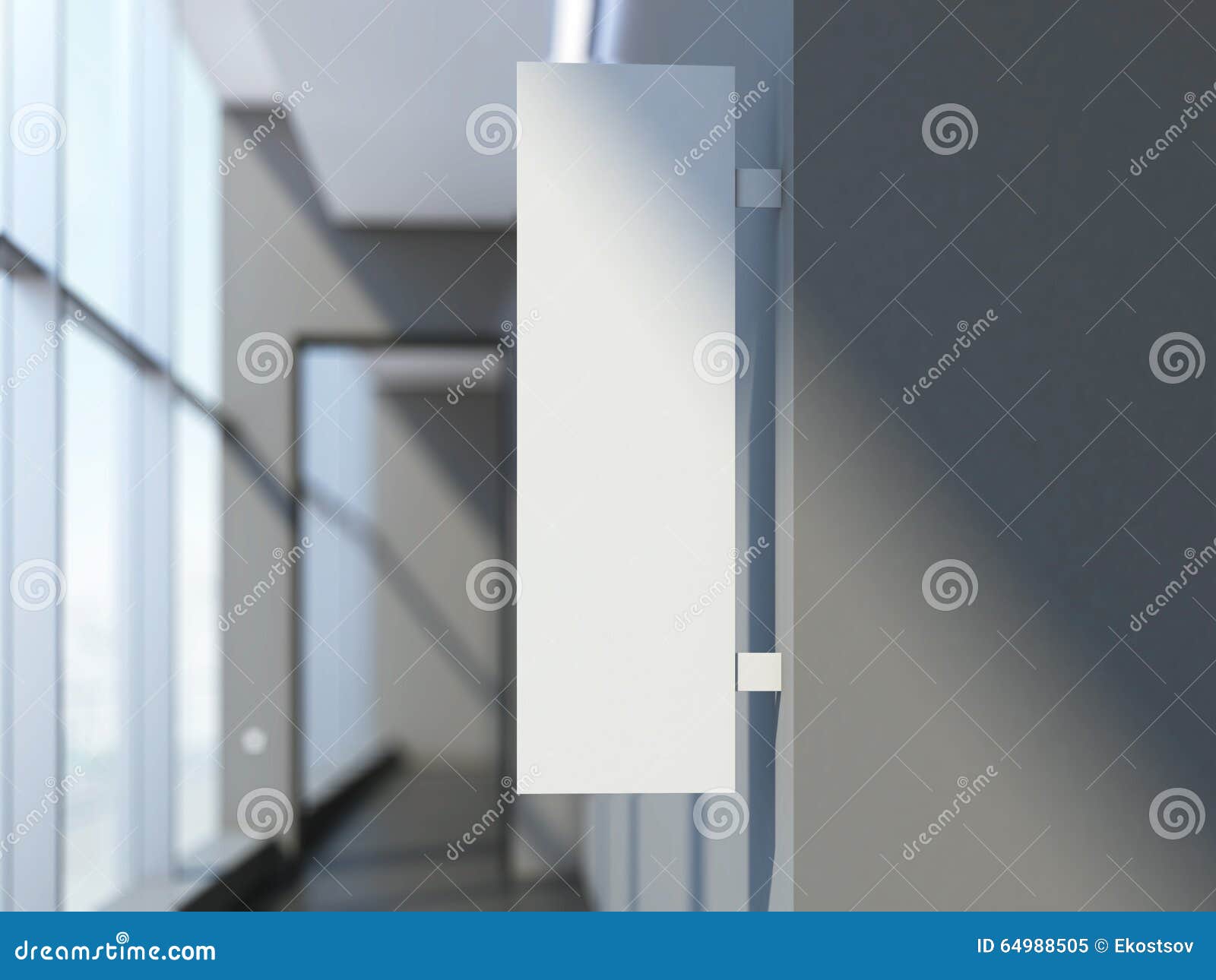 White Vertical Signboard in the Office Interior. 3d Rendering Stock ...