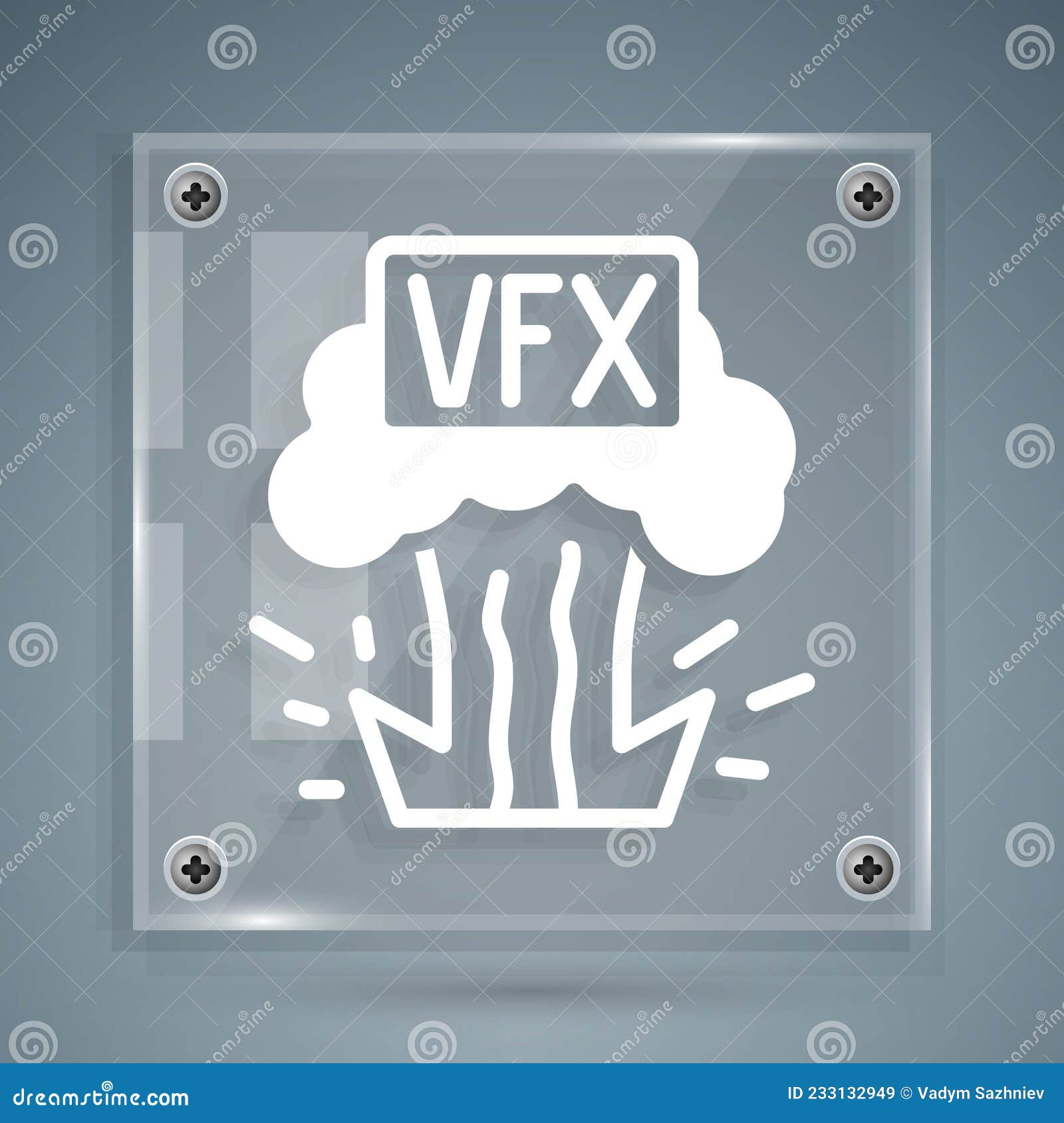 White VFX Icon Isolated on Grey Background. Square Glass Panels Stock ...