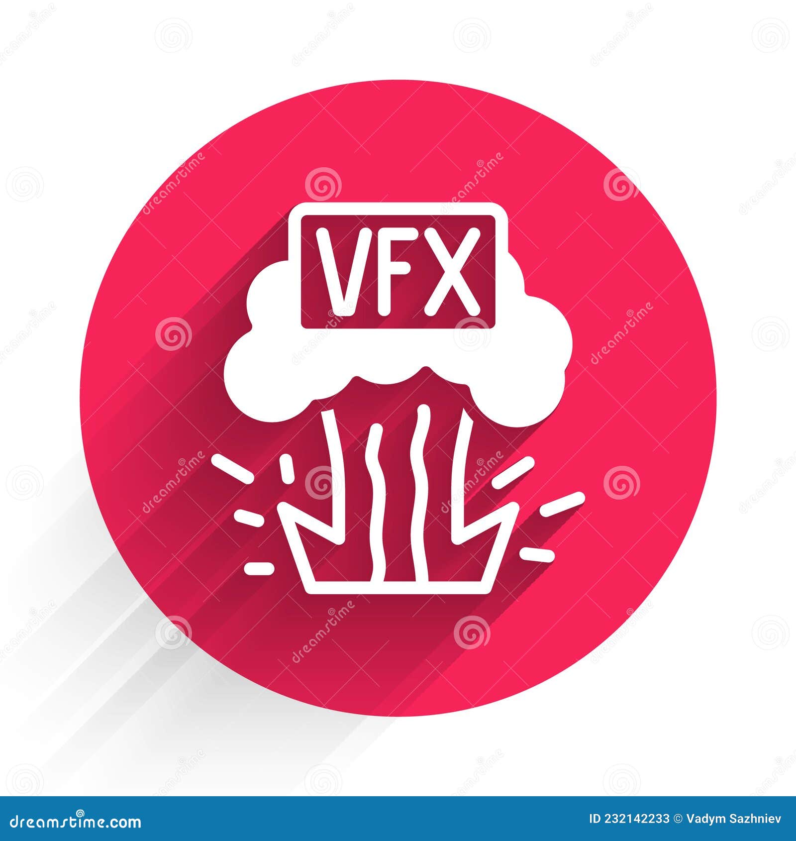White VFX Icon Isolated with Long Shadow. Red Circle Button Stock ...