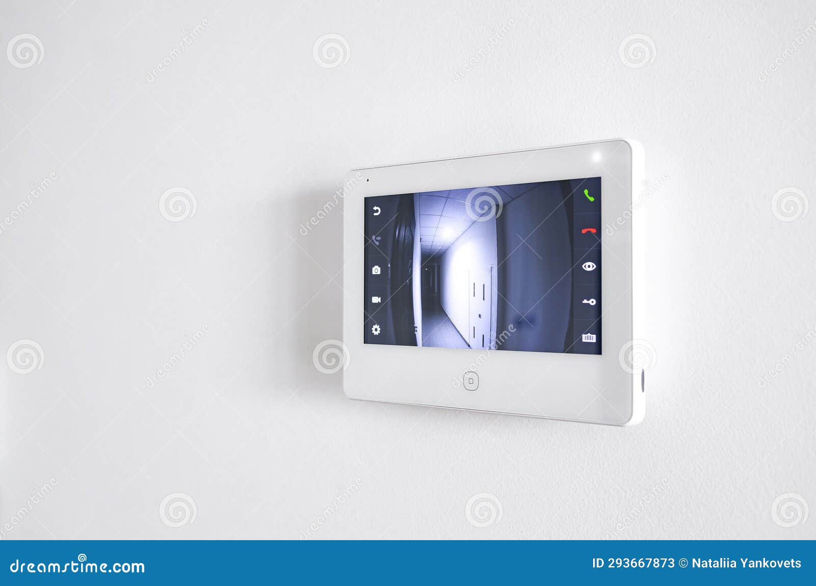 A White Video Intercom Screen on a White Apartment Wall Stock Image ...