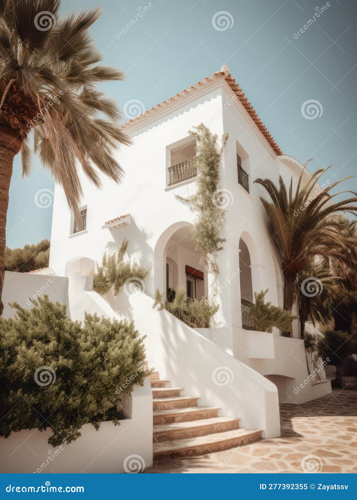 White Villa Mediterranean Architecture. AI Generative Stock ...