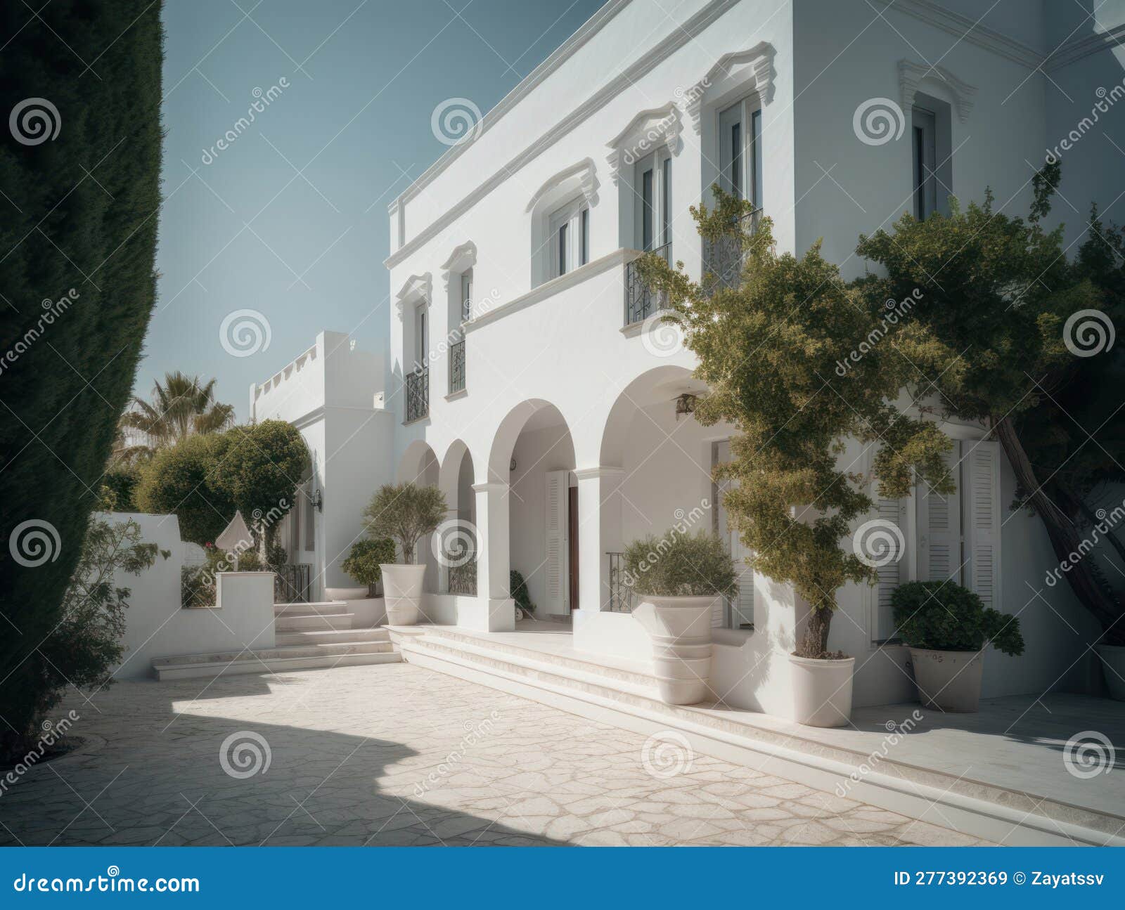 White Villa Mediterranean Architecture. AI Generative Stock ...