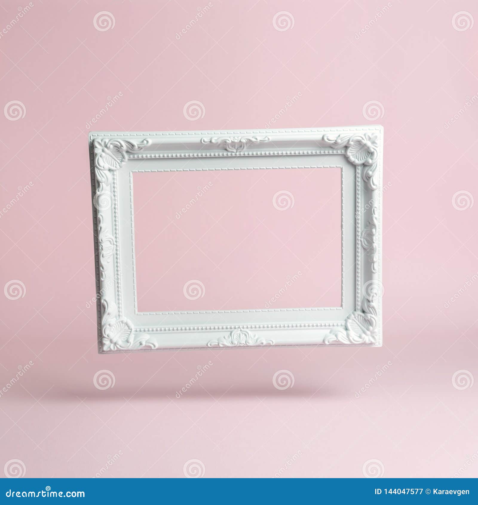 White Vintage Frame on Pink Background. Minimal Composition Stock Image ...