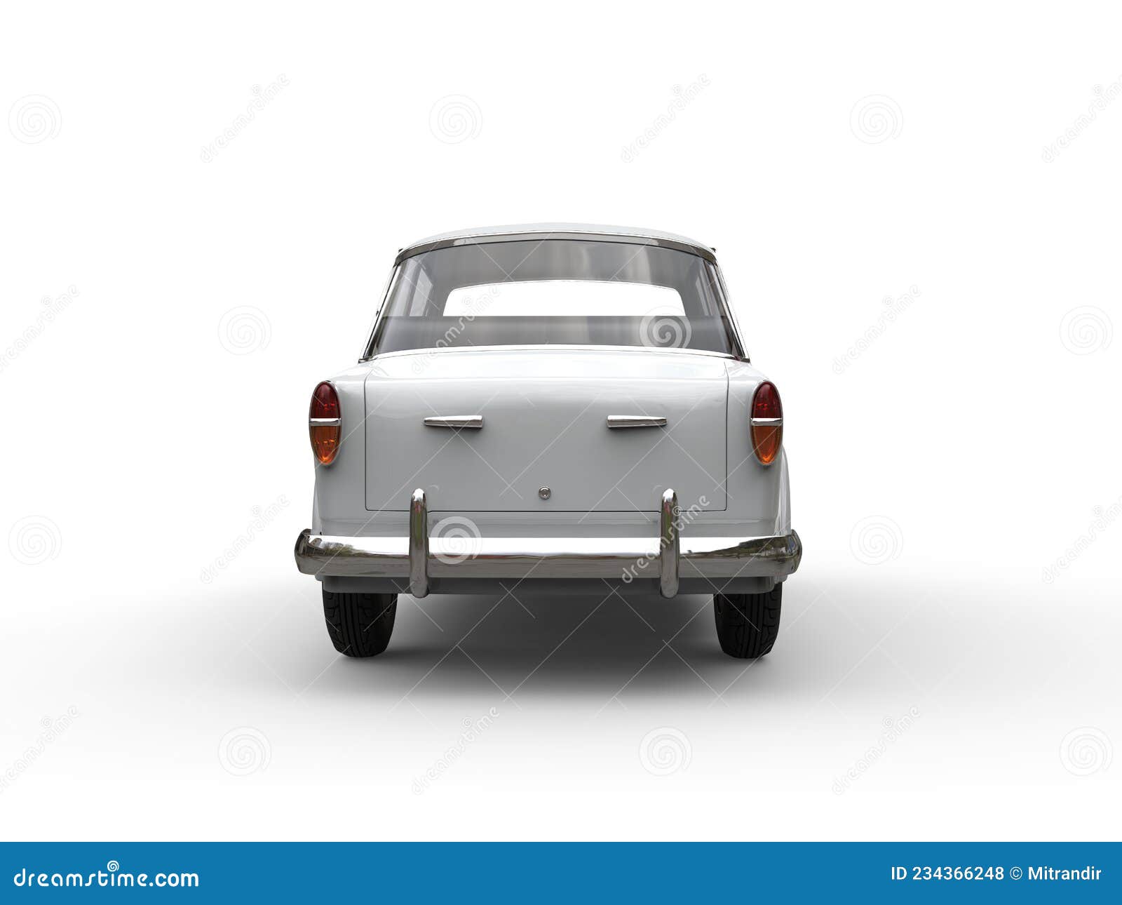 White Vintage Small Compact Car - Back View Stock Illustration ...