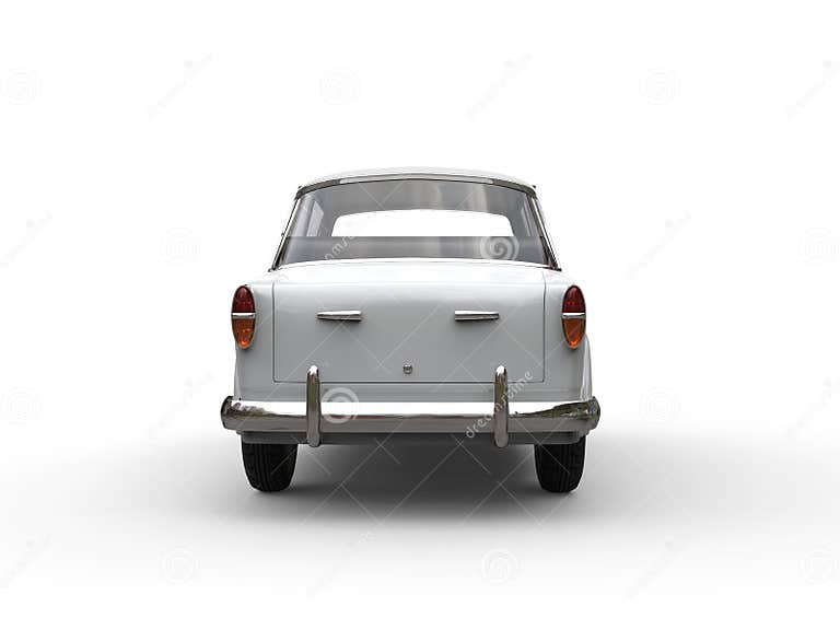 White Vintage Small Compact Car - Back View Stock Illustration ...