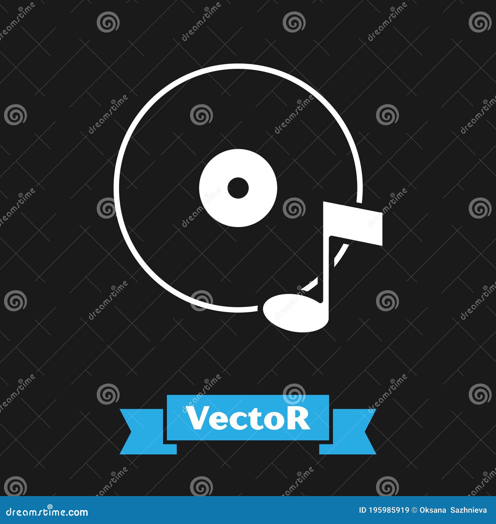 White Vinyl Disk Icon Isolated on Black Background. Vector Stock Vector ...