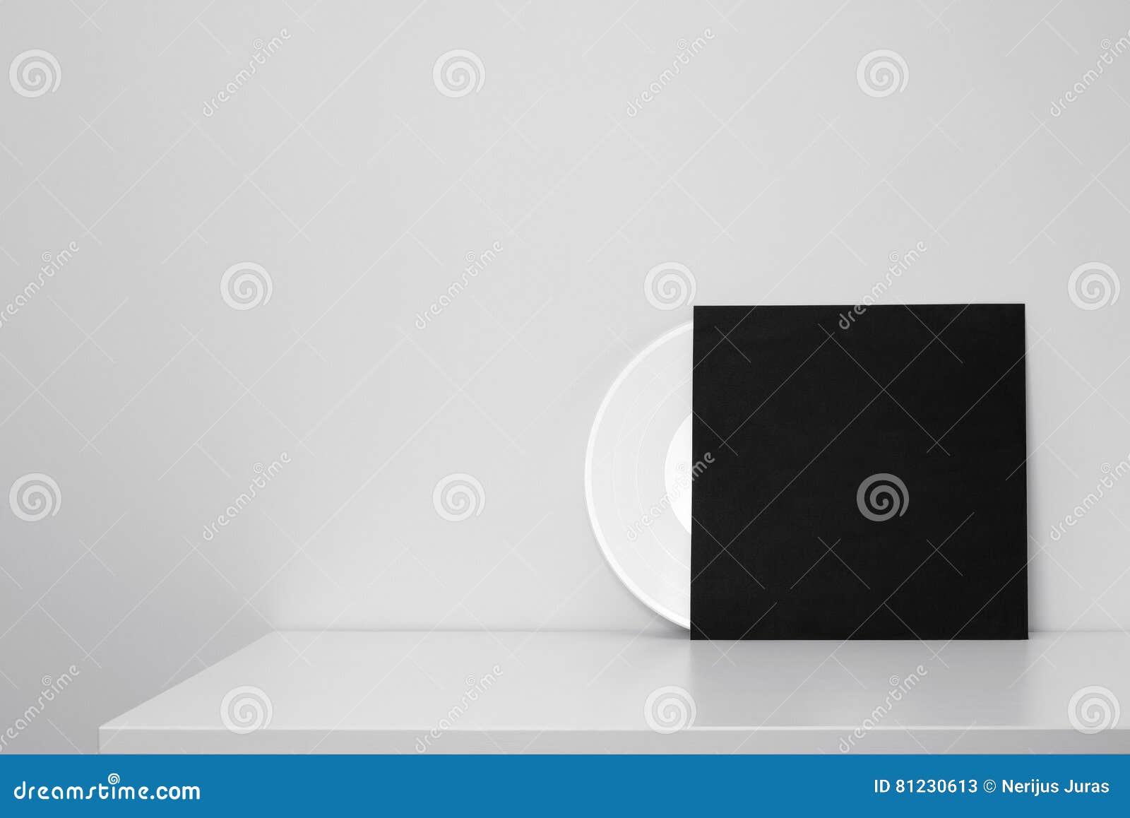 White Vinyl Record in Black Paper Case Stock Image - Image of listen ...