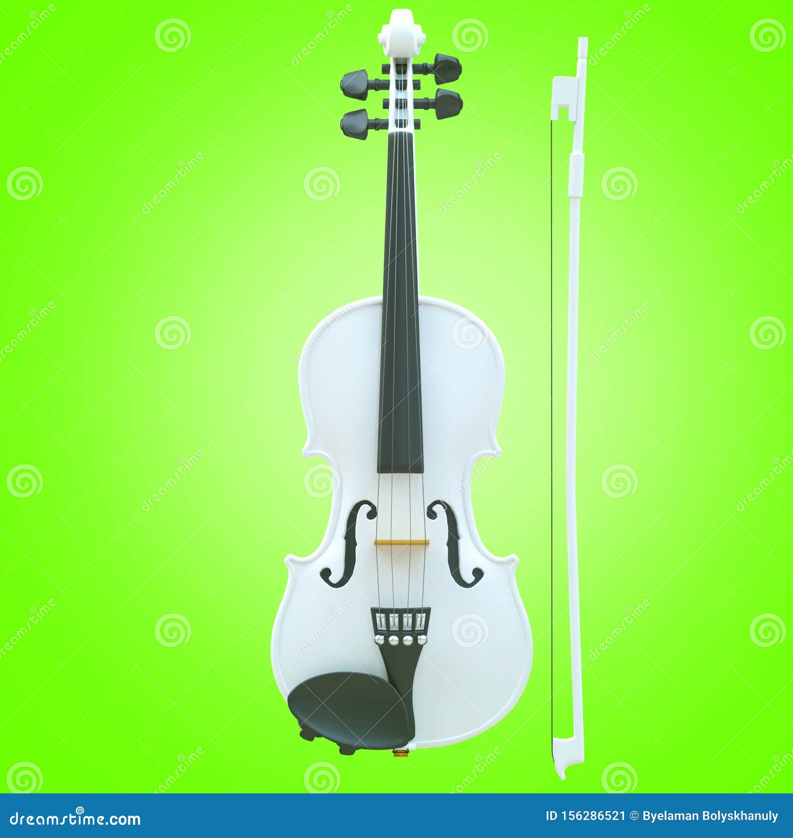 White Violin Green Background Musical Instrument Stock Illustration ...