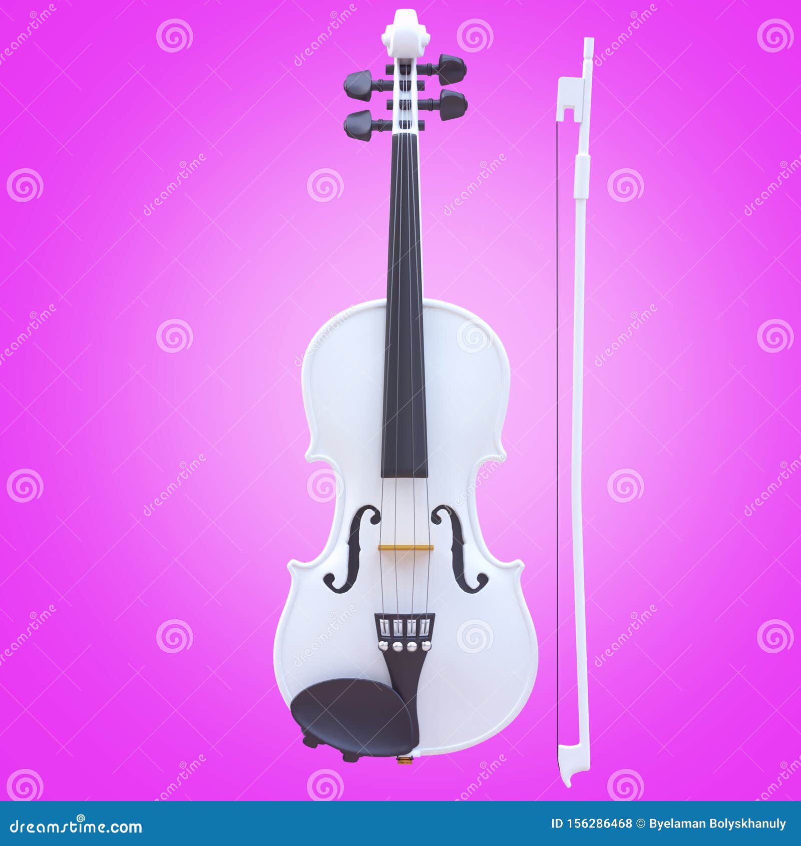 White Violin Purple Background Musical Instrument Stock Illustration ...