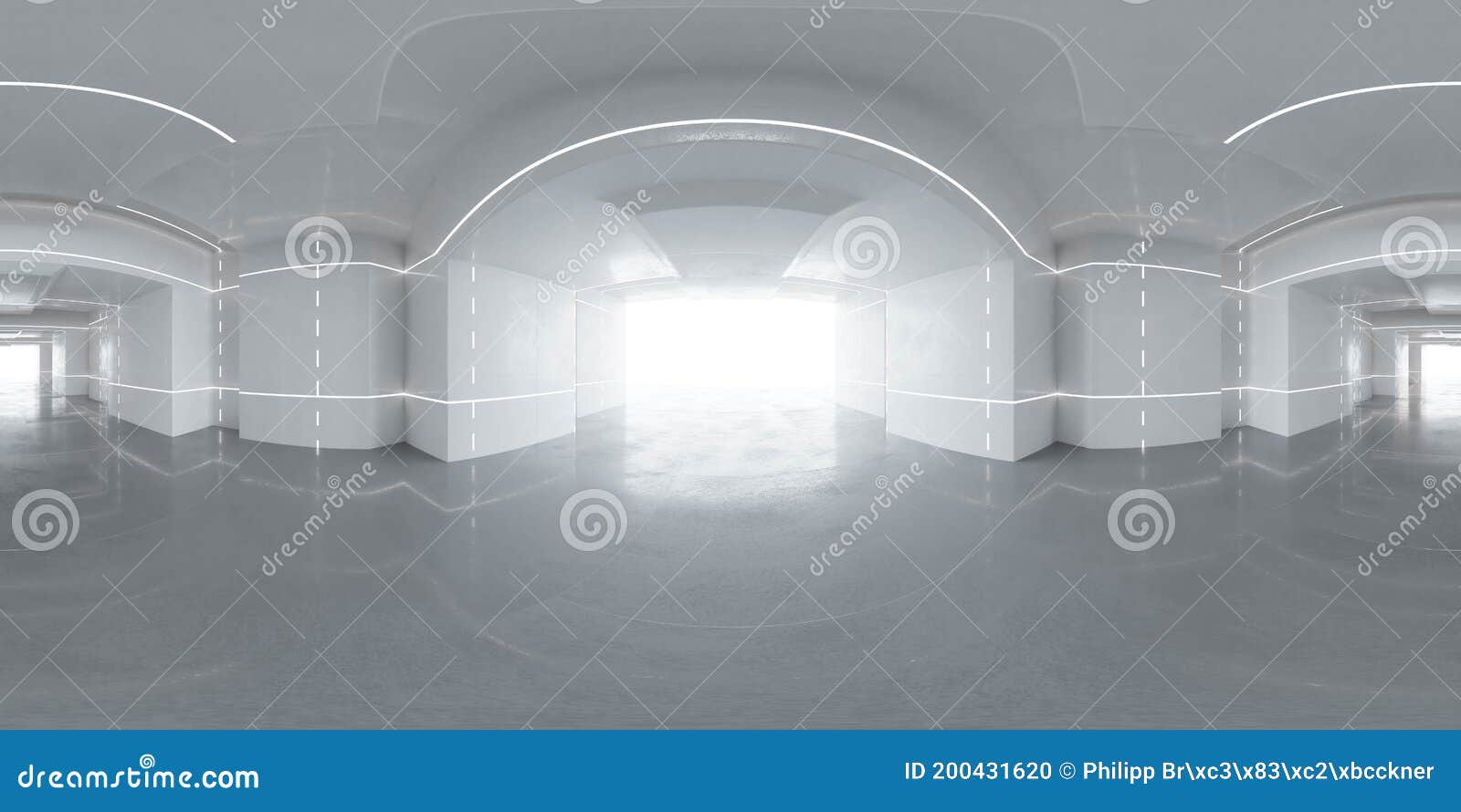 360 Degree Equi-rectangular Render Of Futuristic Industrial Building ...