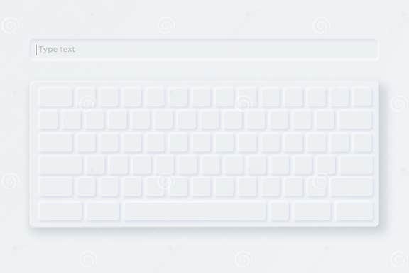 White Virtual Keyboard. Mockup Light Keyboard in Neumorphic Style ...