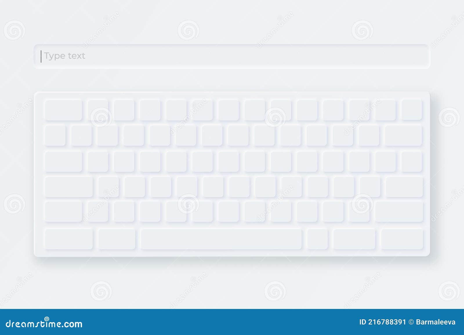 White Virtual Keyboard Mockup Light Keyboard In Neumorphic Style