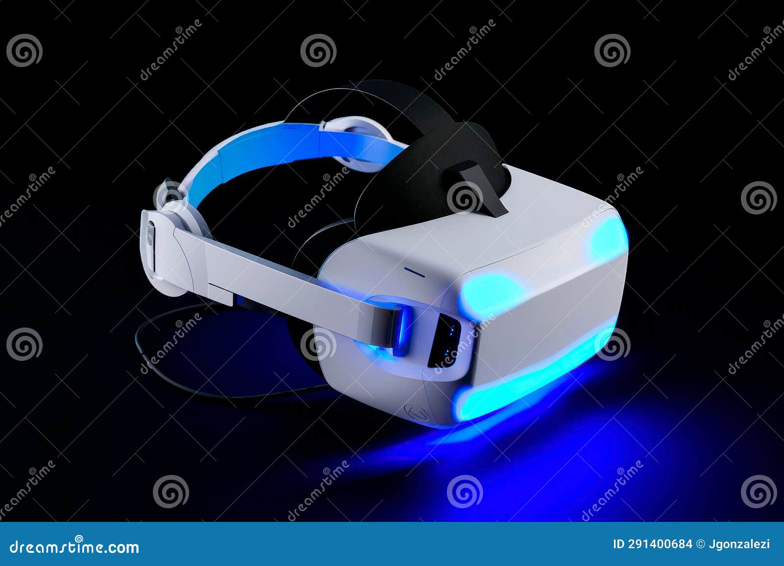 White Virtual Reality Headset on a Dark Background. VR Technology Stock ...