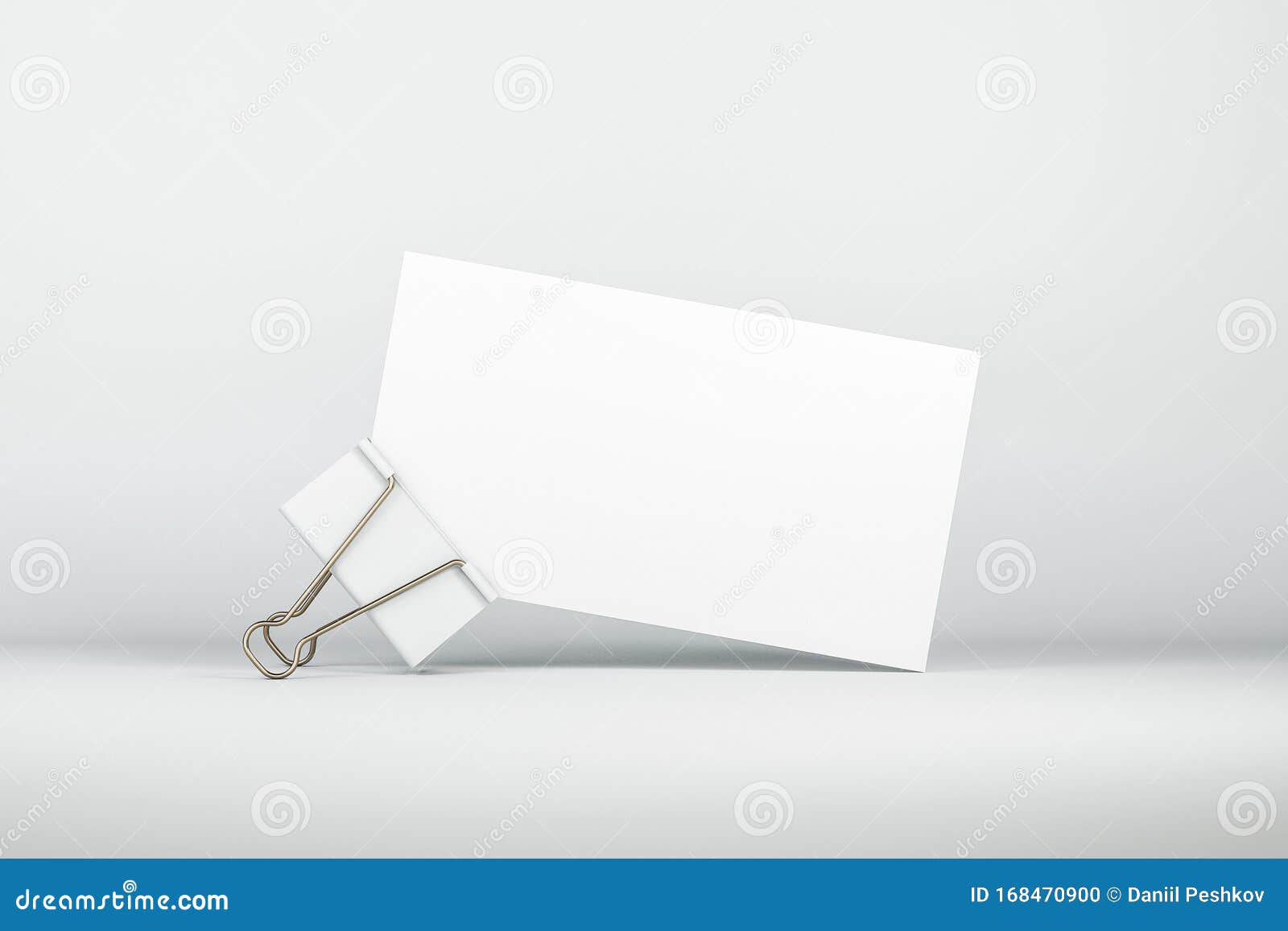 White Visiting Card Stack with Metal Clip Stock Illustration ...