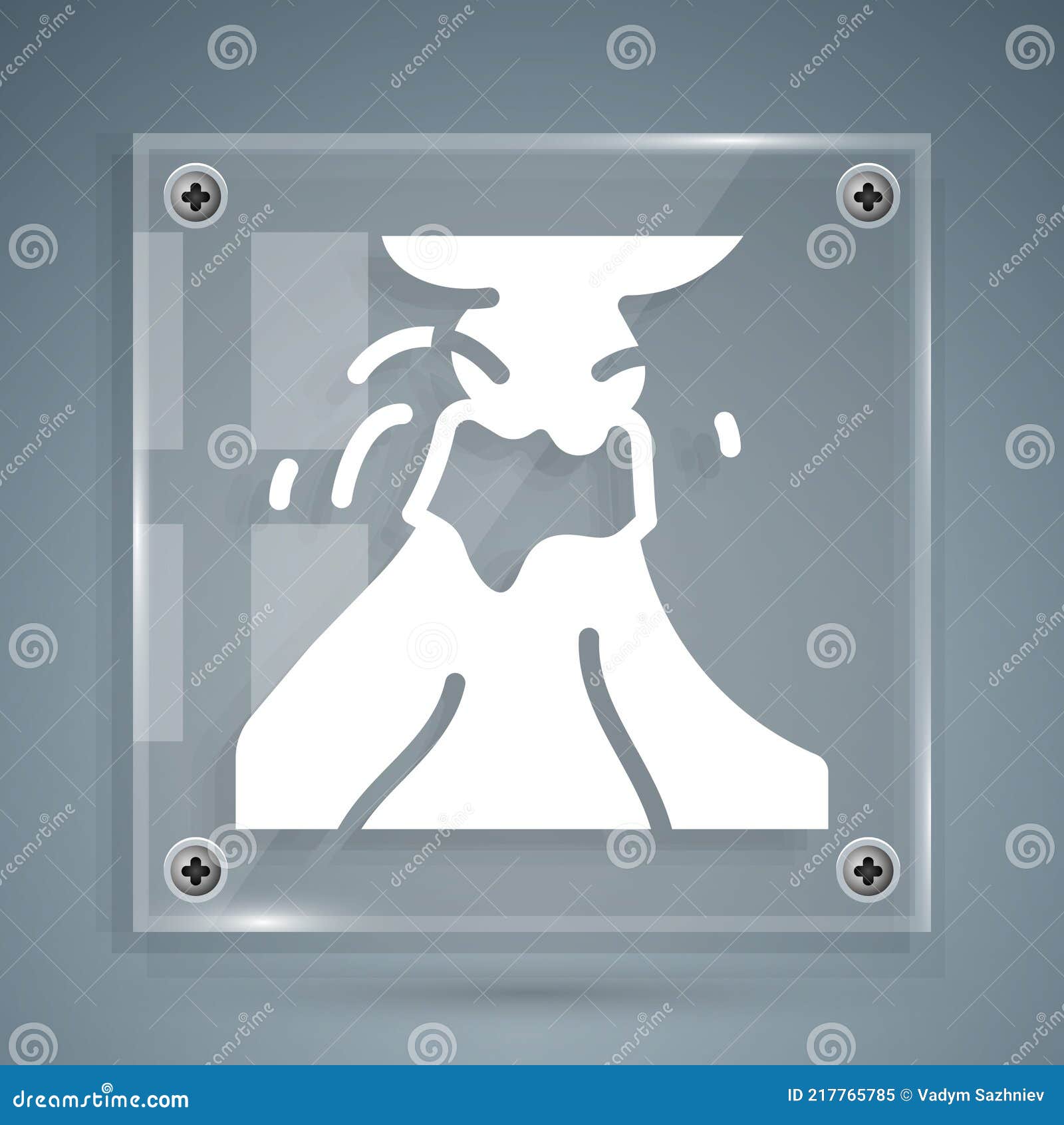 White Volcano Eruption with Lava Icon Isolated on Grey Background ...