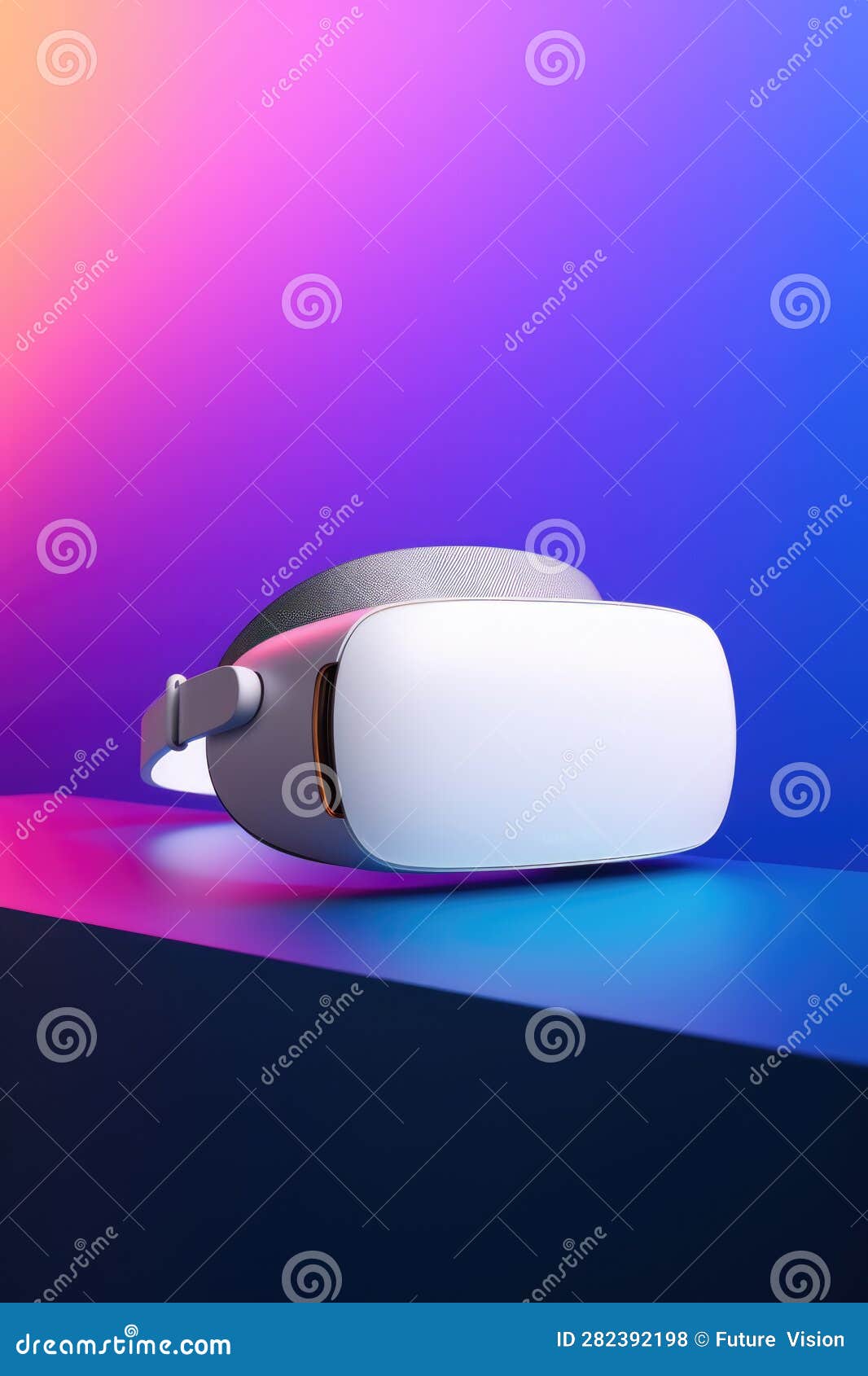 White Vr Headset on Blue and Pink Background with Copy Space, Created ...
