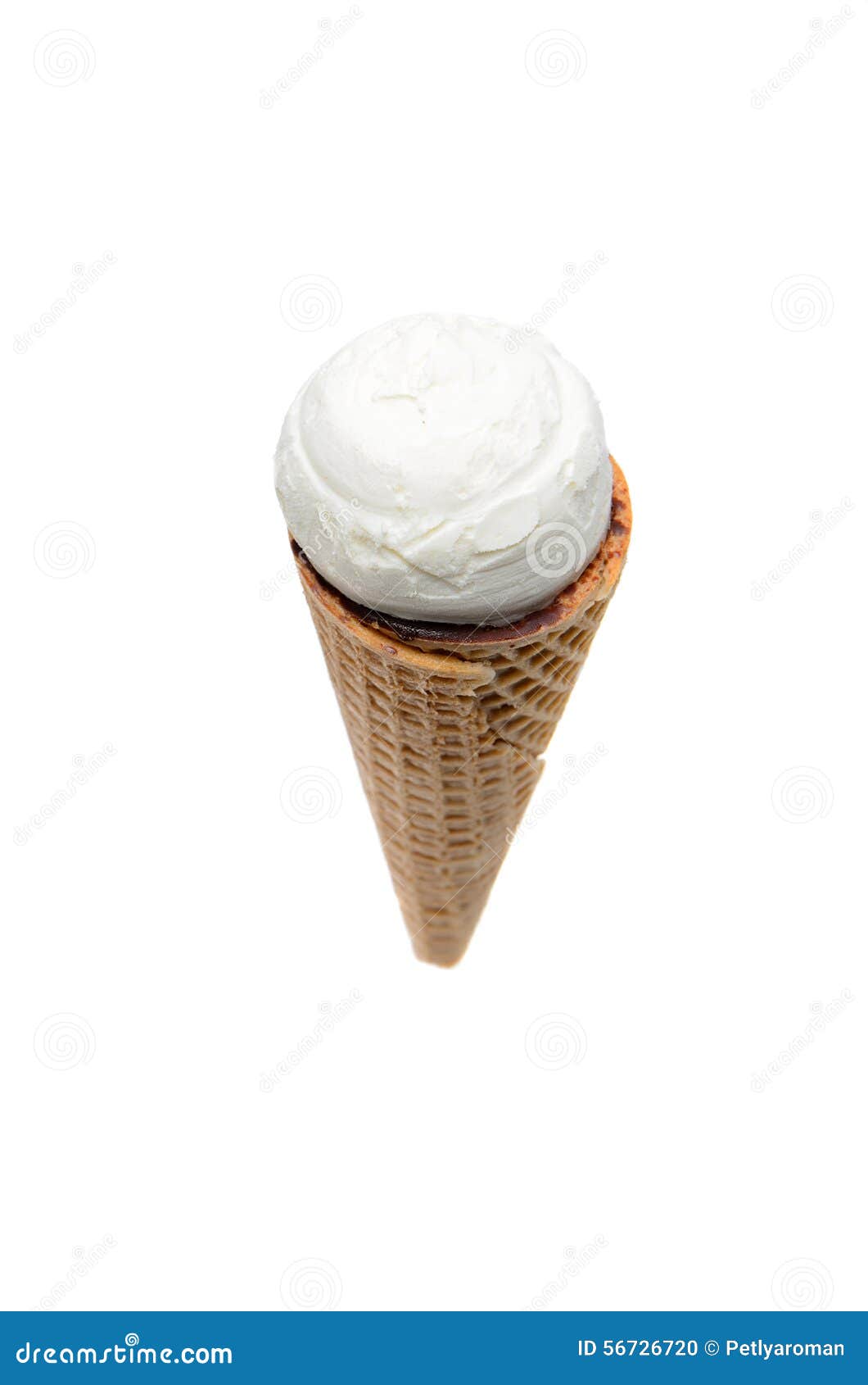White Waffle Ice Cream Cone on a White Background Stock Photo - Image ...