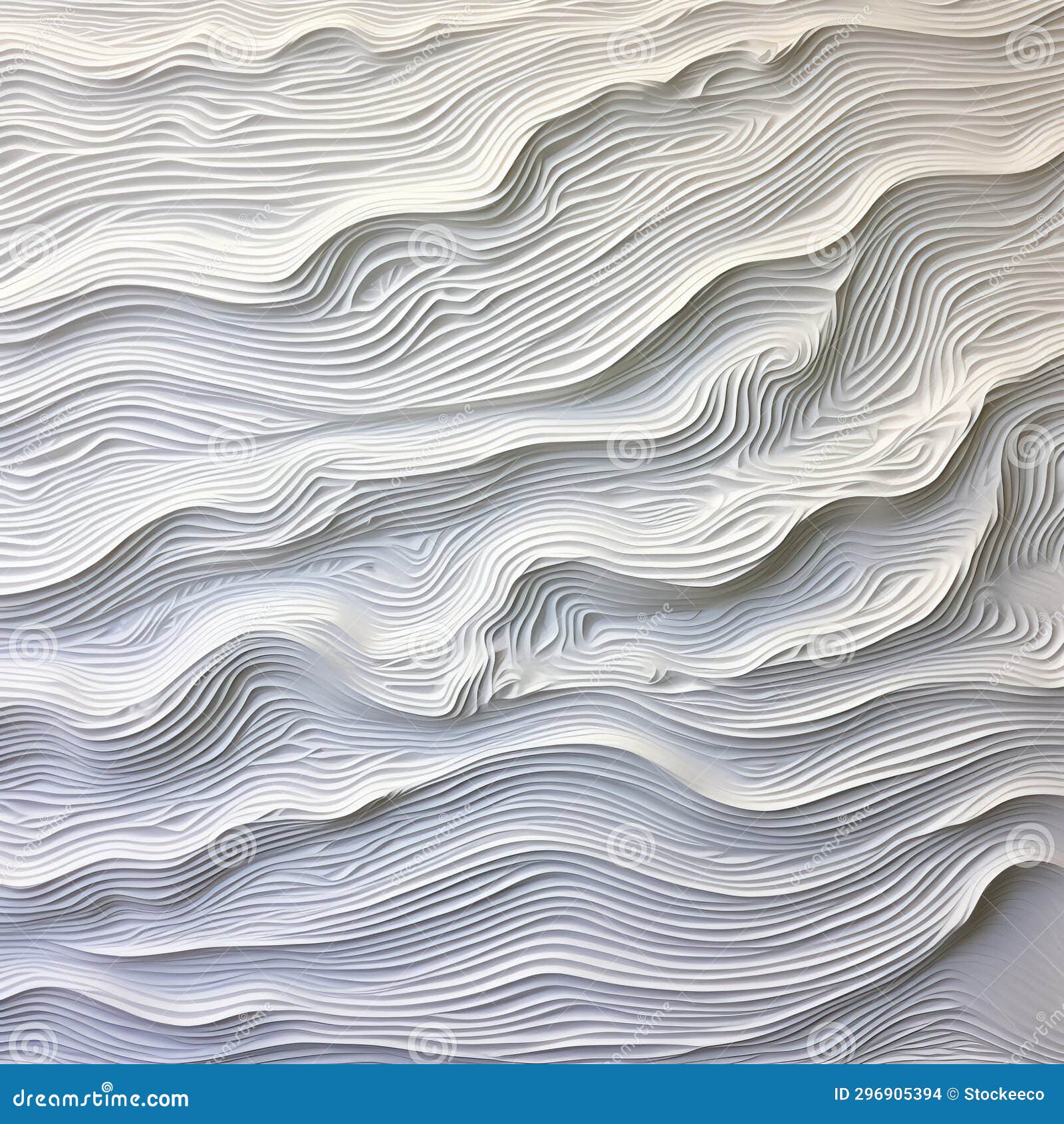 White Wall Art with Waves Pattern: Multilayered Textures and Luminous ...