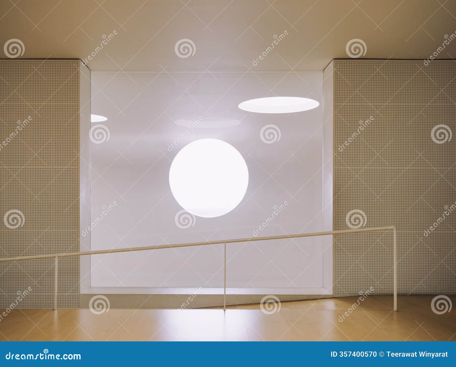 White Wall Circle Void Lighting Shade Interior Modern Building Stock ...