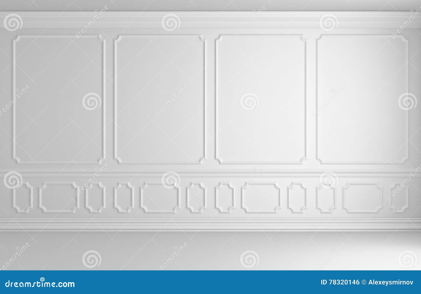 White Wall in Classic Style Colorless Empty Room Stock Illustration ...