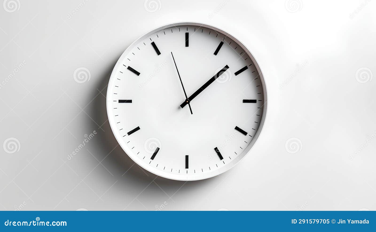 White Wall Clock on a White Background. 3d Render Illustration Stock ...