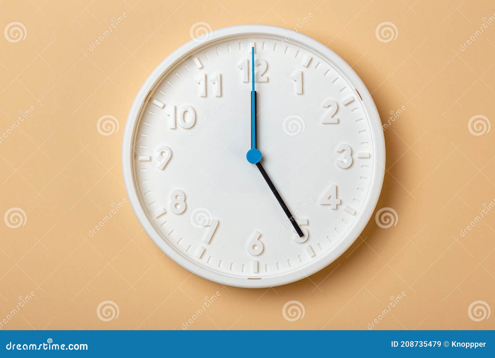 White Wall Clock with Blue Second Hand Stock Image - Image of circle ...