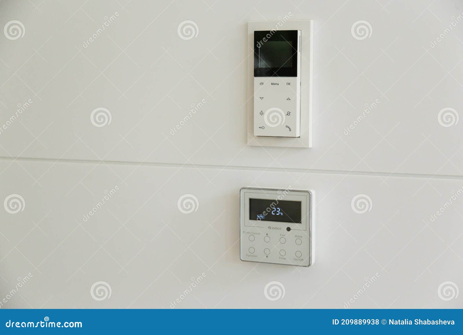 White Wall Display Shows Air Temperature Inside the Room. Temperature ...