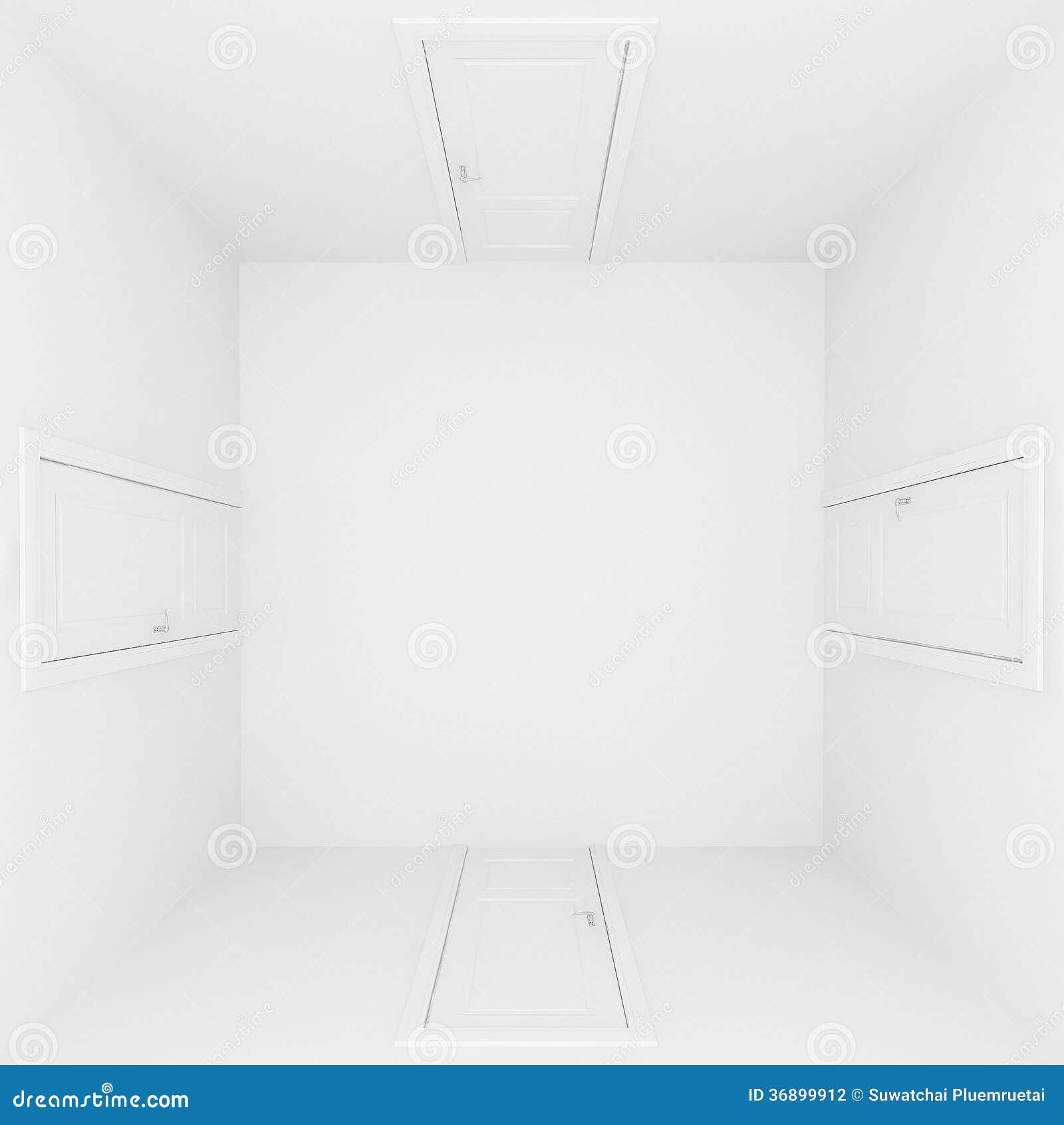 White Wall Empty Room on Top View,3d Interior Stock Illustration ...