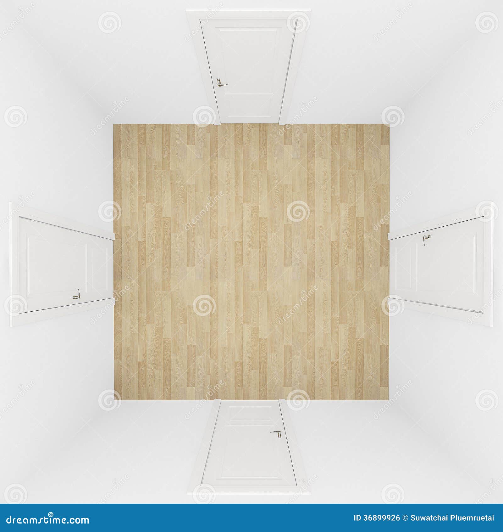 White Wall Empty Room on Top View,3d Interior Stock Illustration ...
