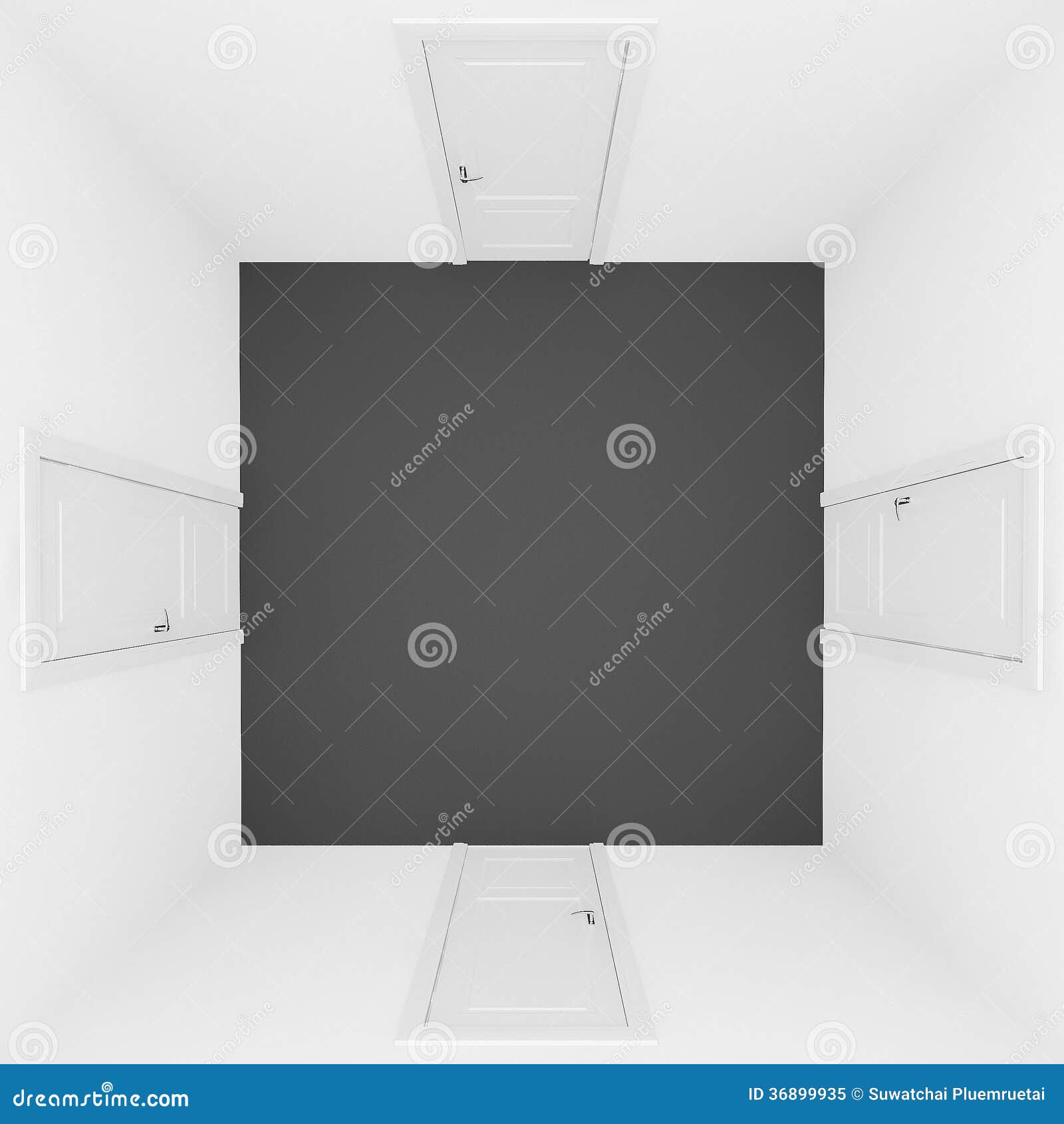 White Wall Empty Room on Top View,3d Interior Stock Illustration ...