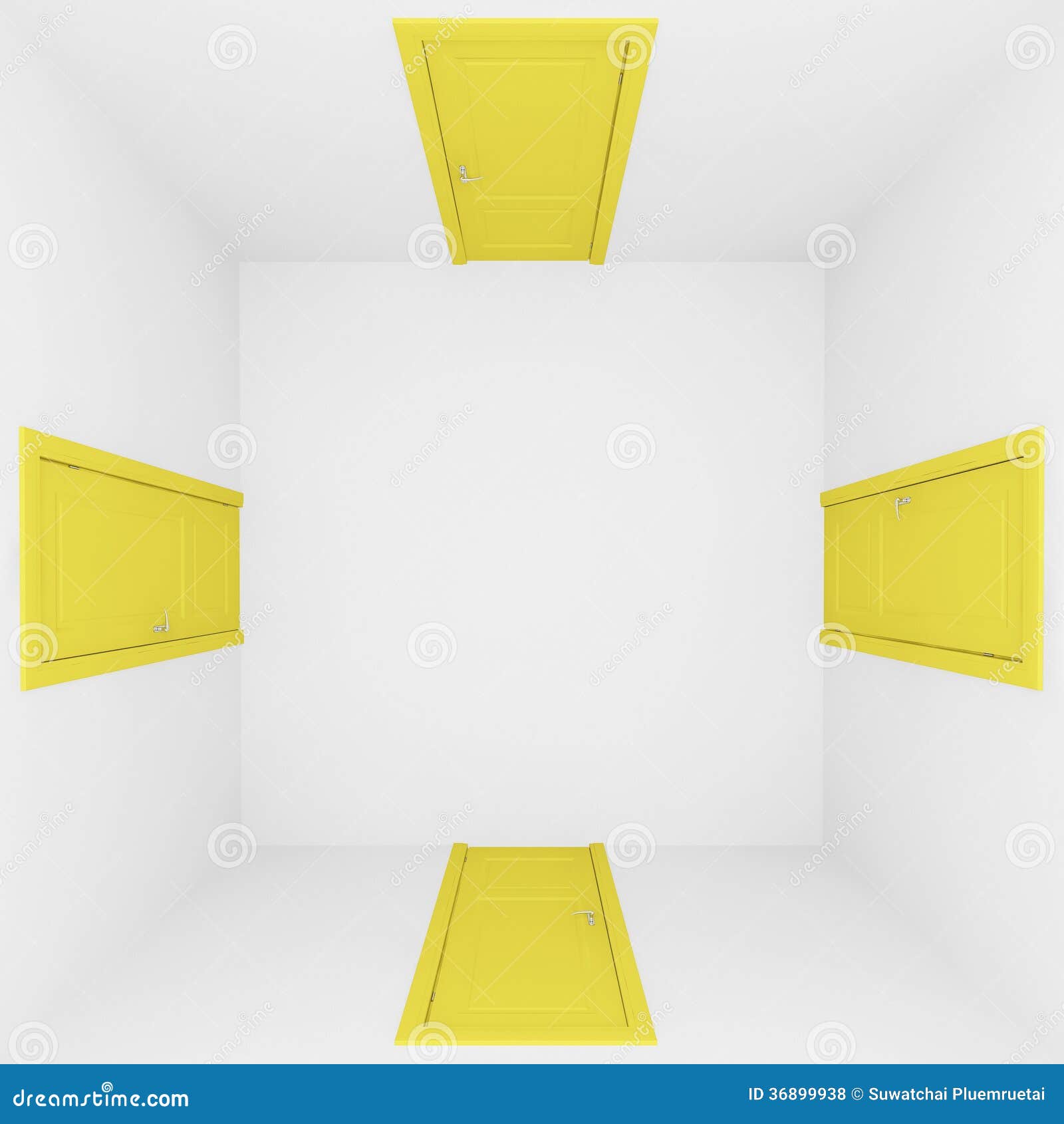 White Wall Empty Room on Top View,3d Interior Stock Illustration ...