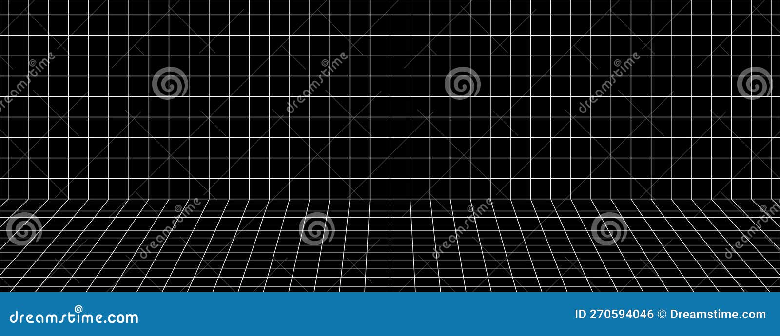 White Wall and Floor Wireframe of Room or Studio on Black Background ...