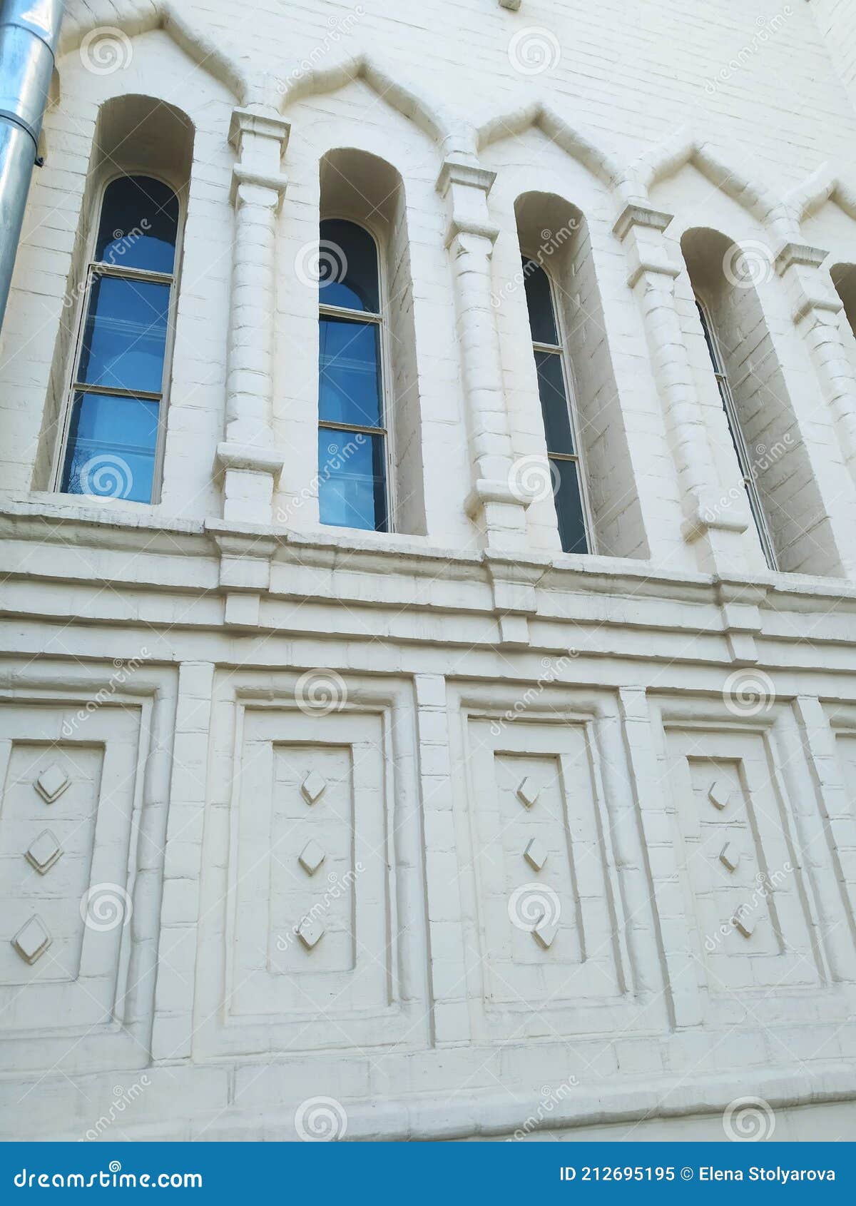 White Wall with High Narrow Windows, Architectural Elements: Zakomara ...