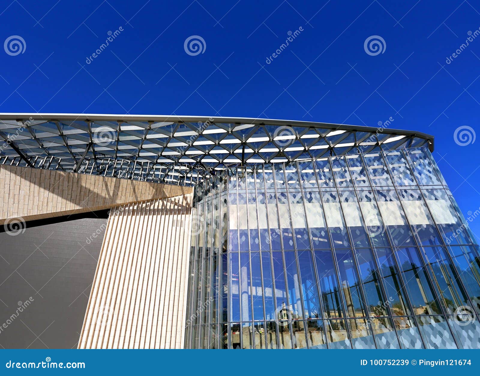 Wall of Huge High-tech Style Building Stock Image - Image of white ...