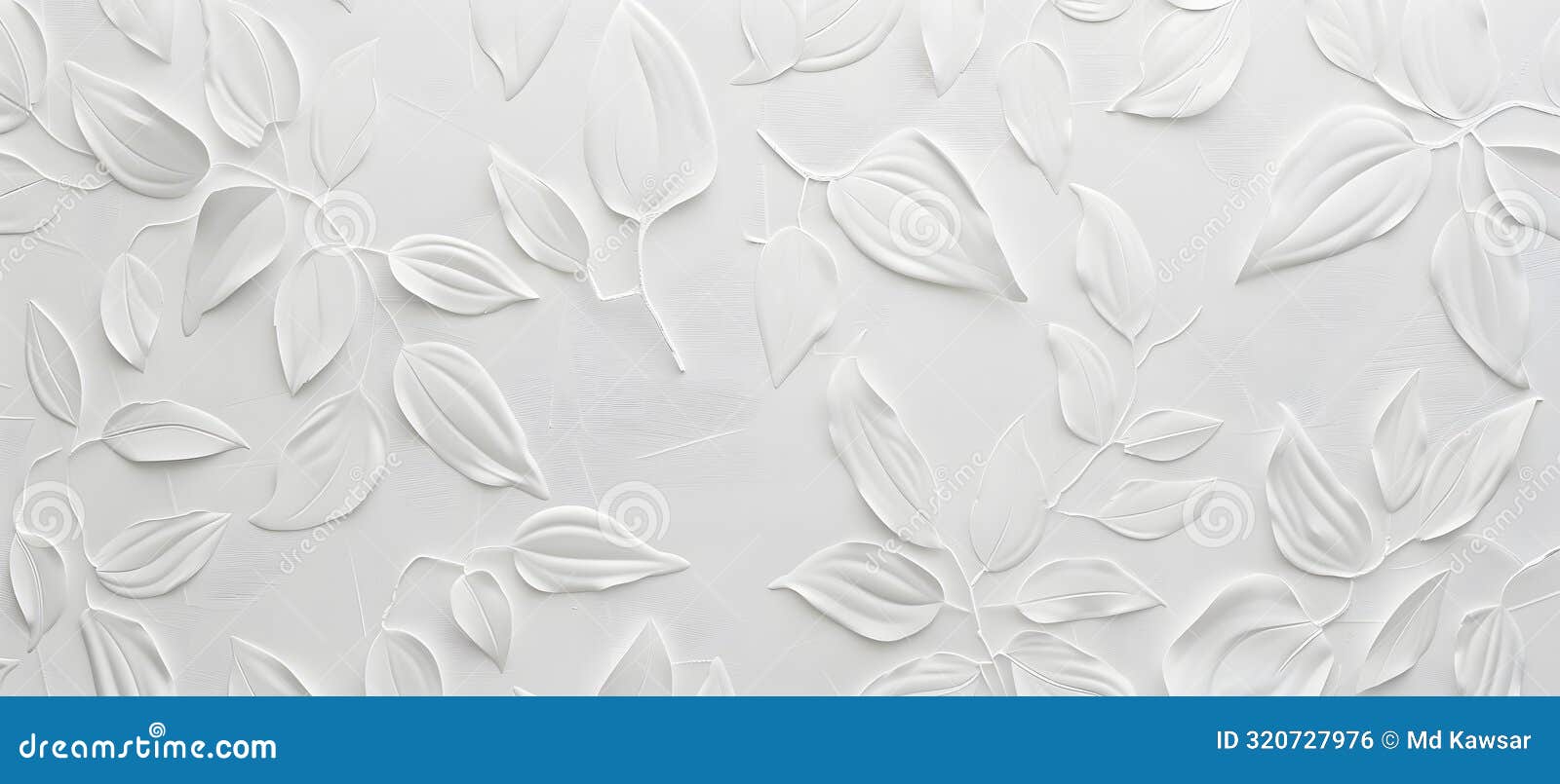White Wall with Embossed Leaf Pattern Stock Illustration - Illustration ...
