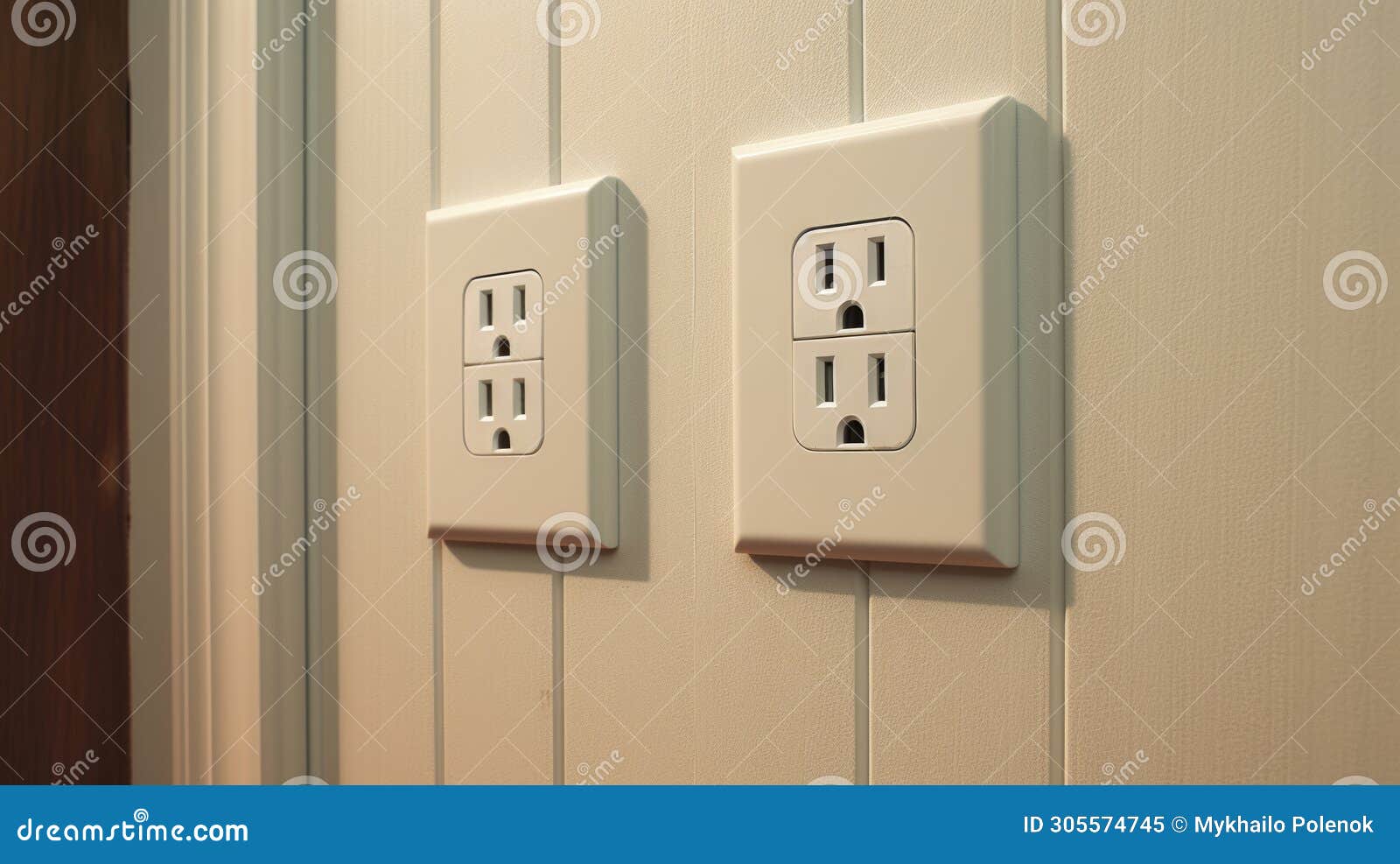 White Wall Mounted Socket Board with Two Electrical Sockets and a ...