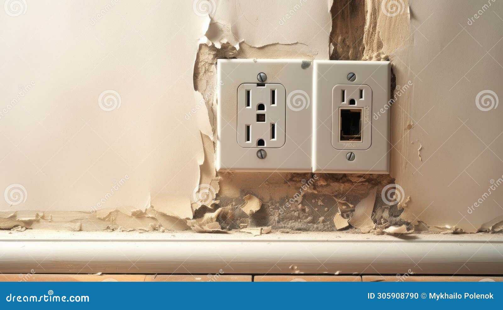 White Wall Mounted Socket Board with Two Electrical Sockets and a ...