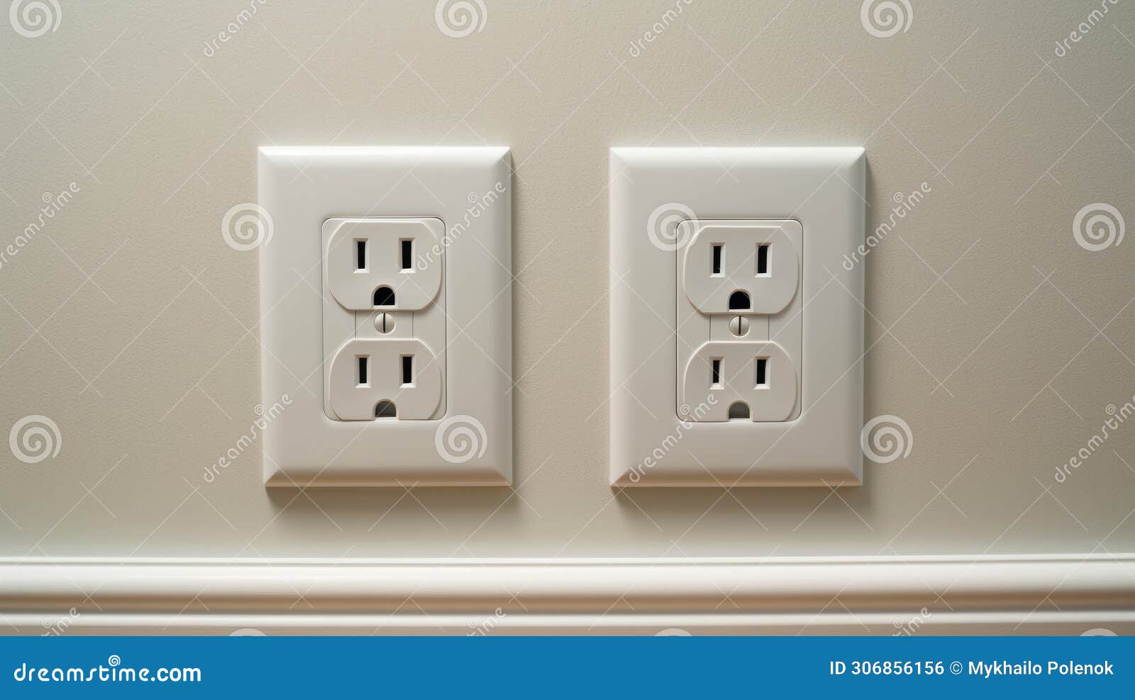 White Wall Mounted Socket Board with Two Electrical Sockets and a ...