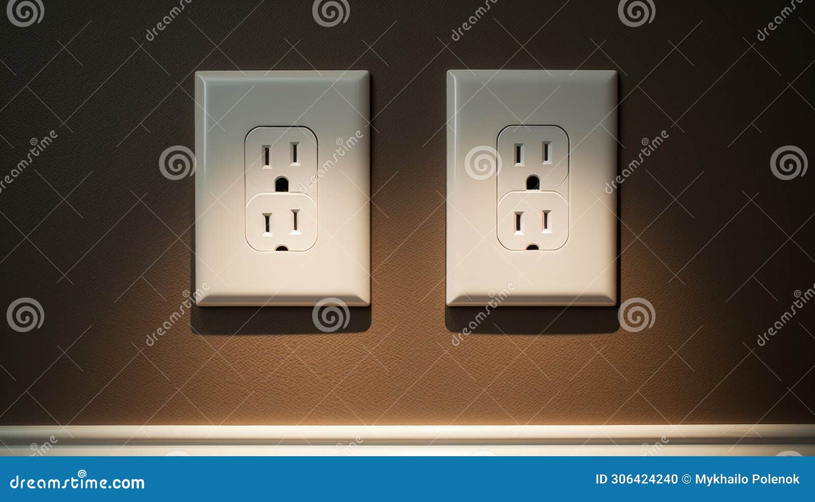 White Wall Mounted Socket Board with Two Electrical Sockets and a ...