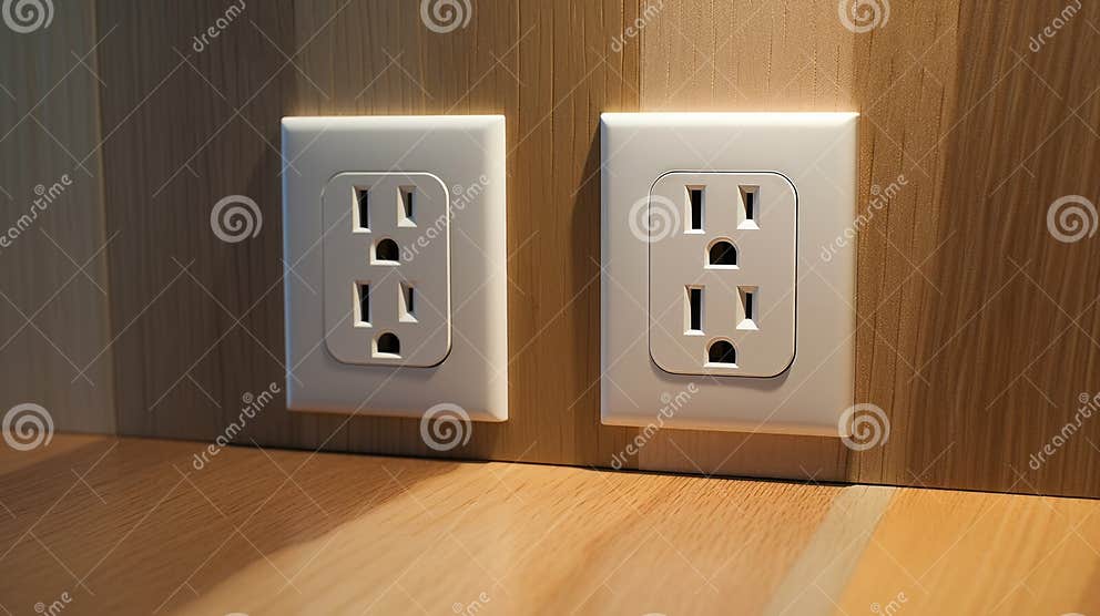 White Wall Mounted Socket Board with Two Electrical Sockets and a ...