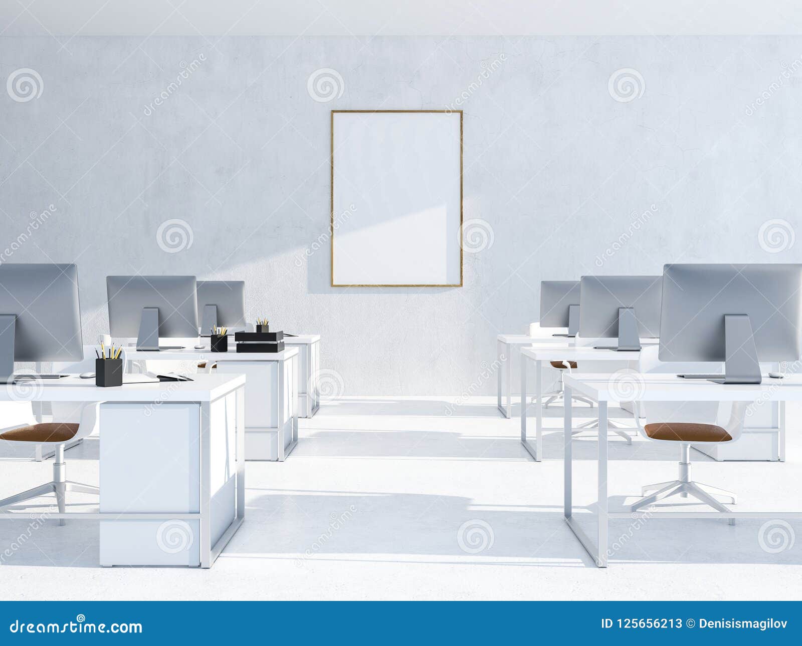 White Wall Office Workplace, Poster Frame Stock Illustration ...