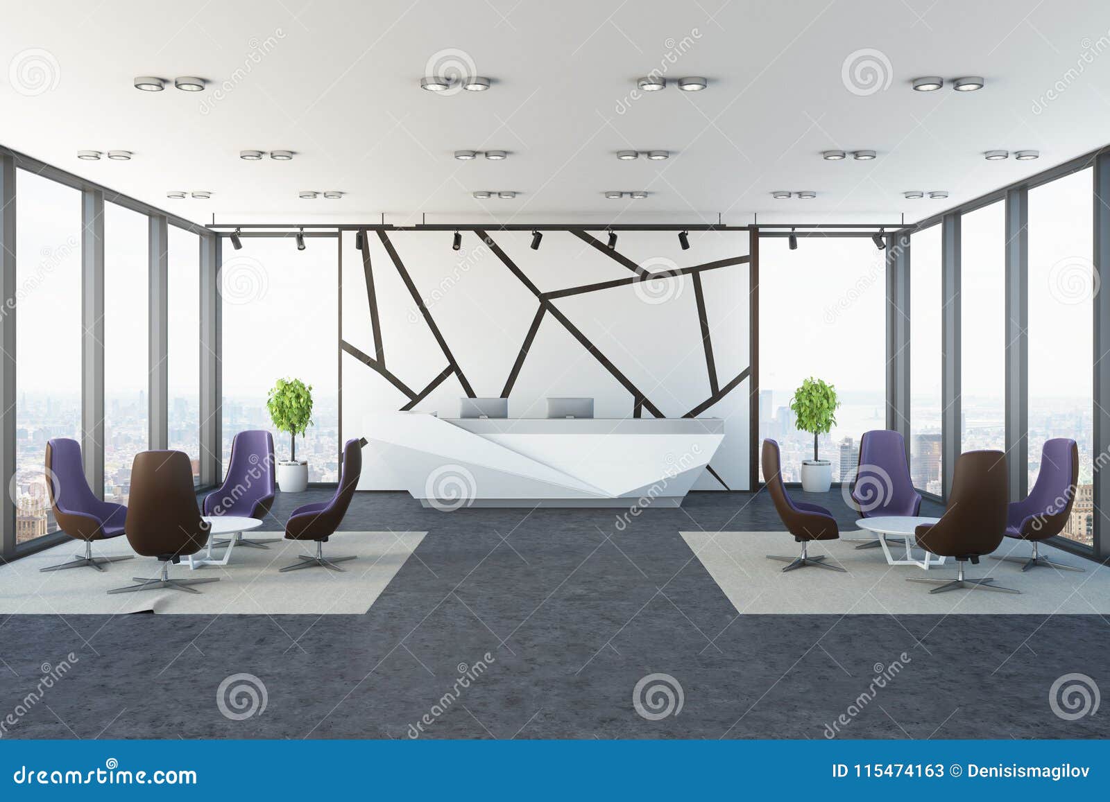 White Wall Pattern Office Reception, Armchairs Stock Illustration ...