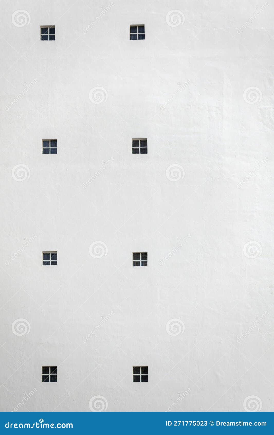 White Wall with Rows of Tiny Windows Stock Image - Image of plaster ...