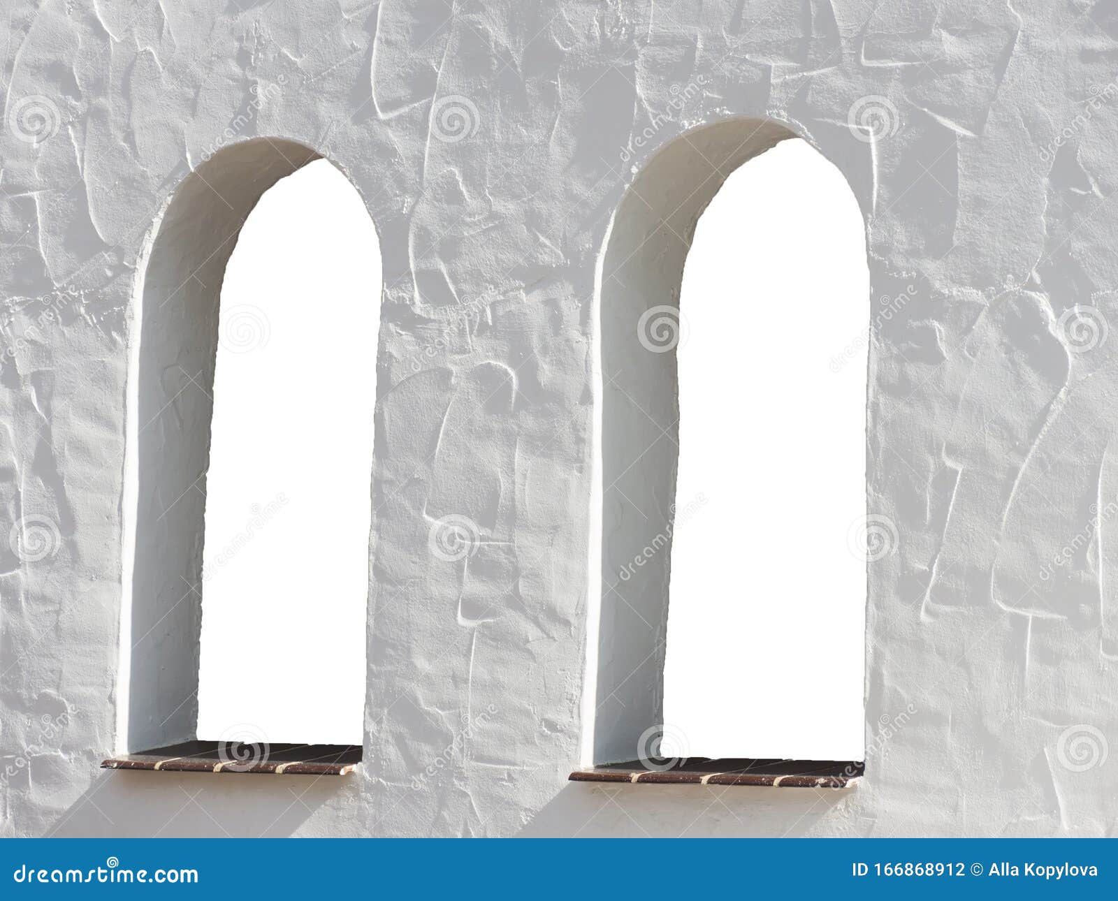 White Wall with Two Arch Windows Stock Photo - Image of frame, wide ...